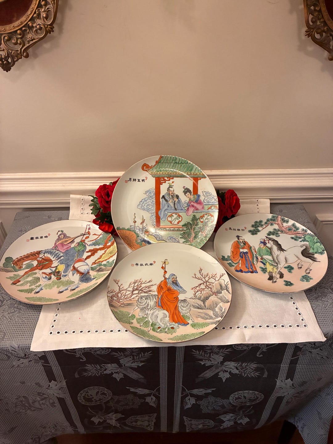 Set of 4 Macau Hand Painted Oriental Plates - Etsy