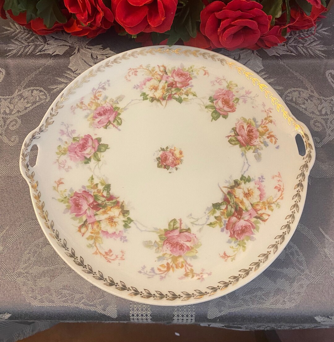 Silesia Rose Handled Cake Plate - Etsy