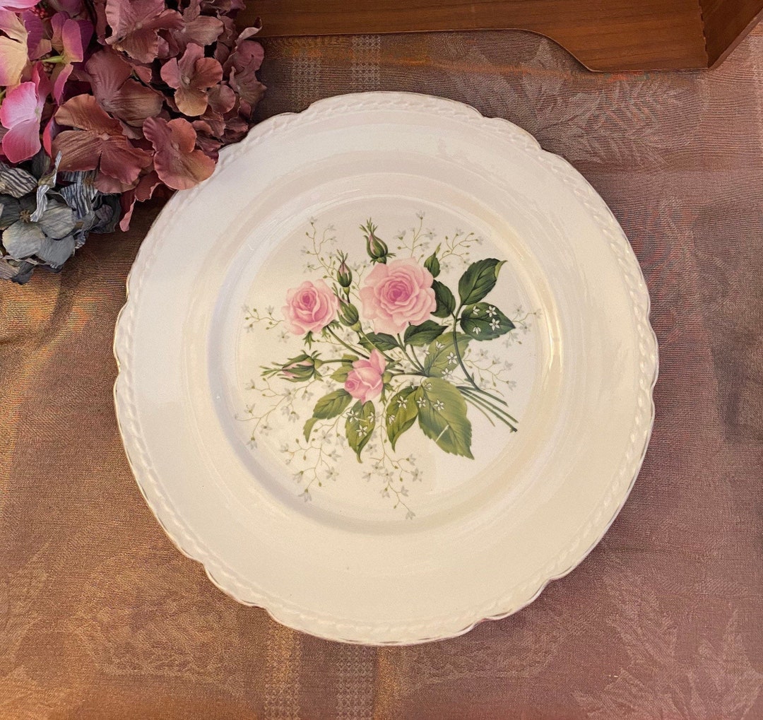 Embassy Vitrified Plate With Pink Roses - Etsy