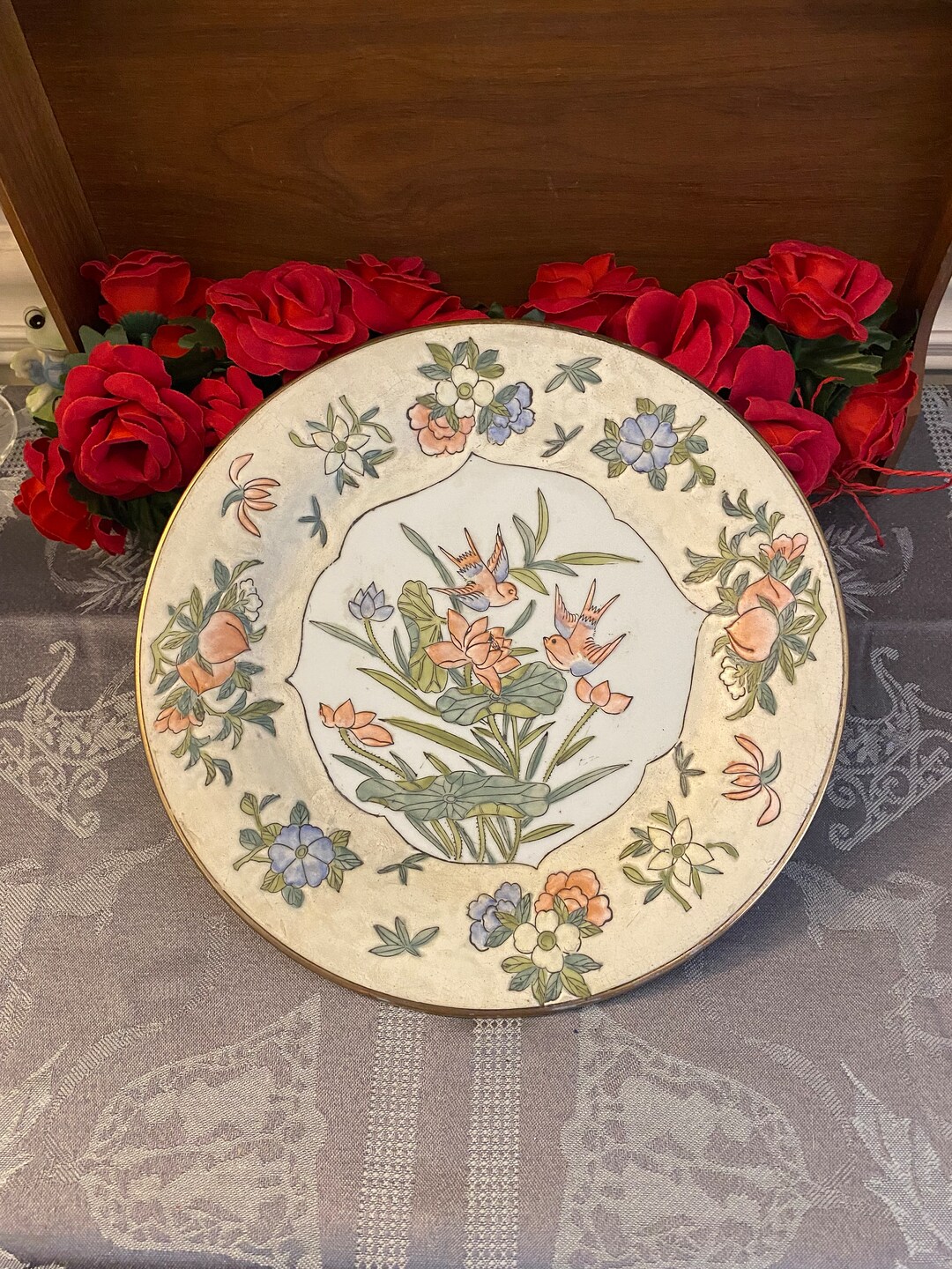 Hand Painted Raised Pattern Oriental Decorative Plate 10.5” - Etsy