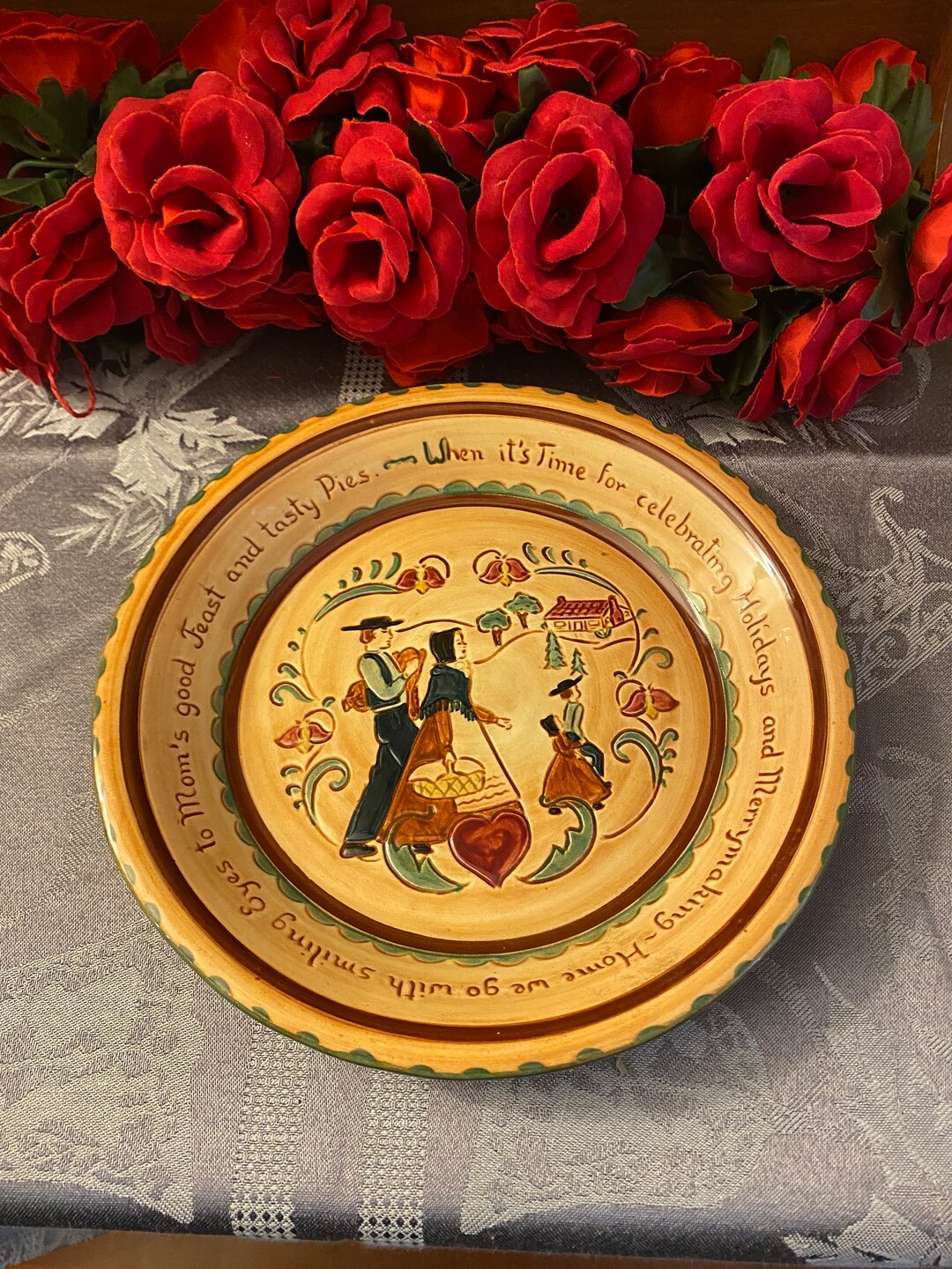 Pennsbury Pottery Folk Art Pie Plate - Etsy