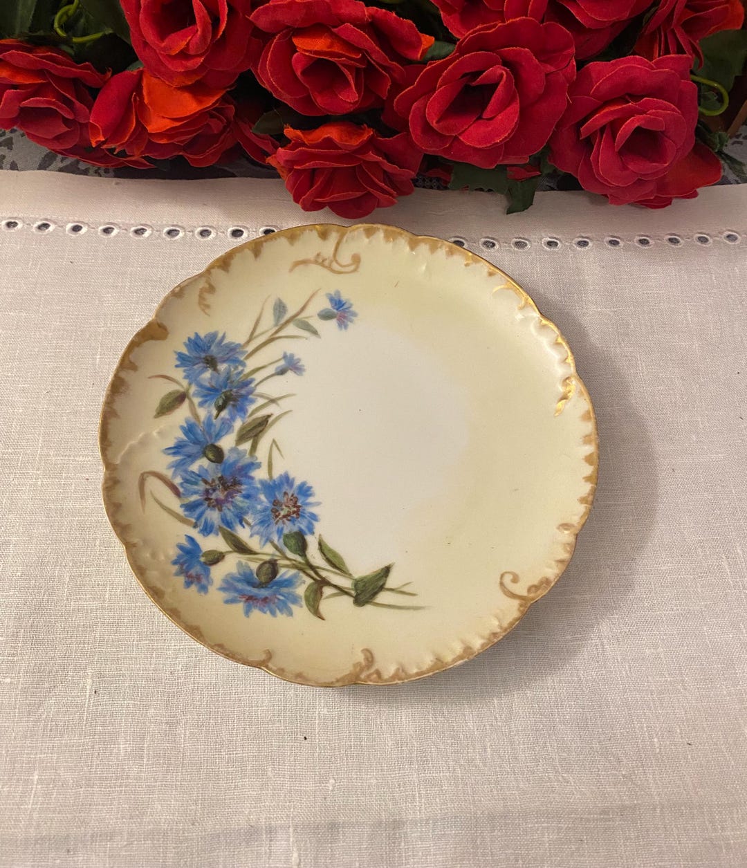 Rare David and Charles Haviland and Co. H&C Limoges Blue Floral Plate ...