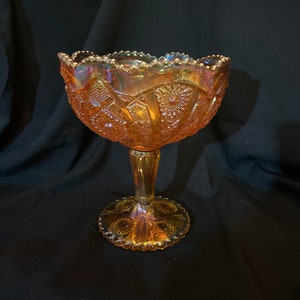 Amber Indiana Carnival Glass Compote - Etsy