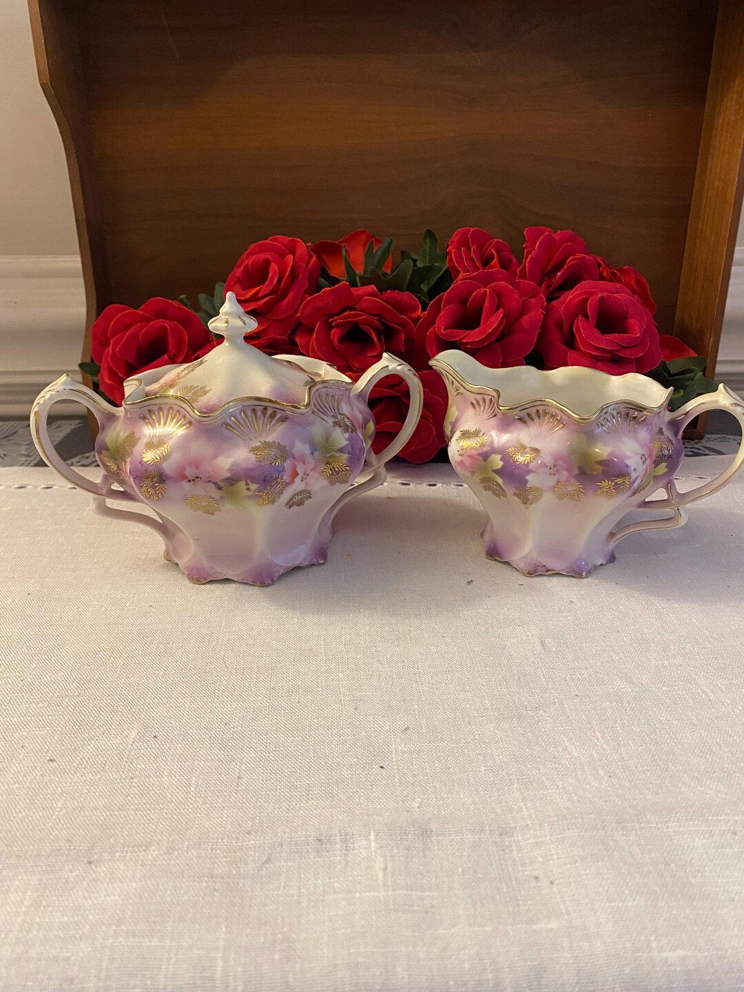 RS Prussia, Reinhold Schlegelmilch Purple Creamer and Sugar Set - Etsy