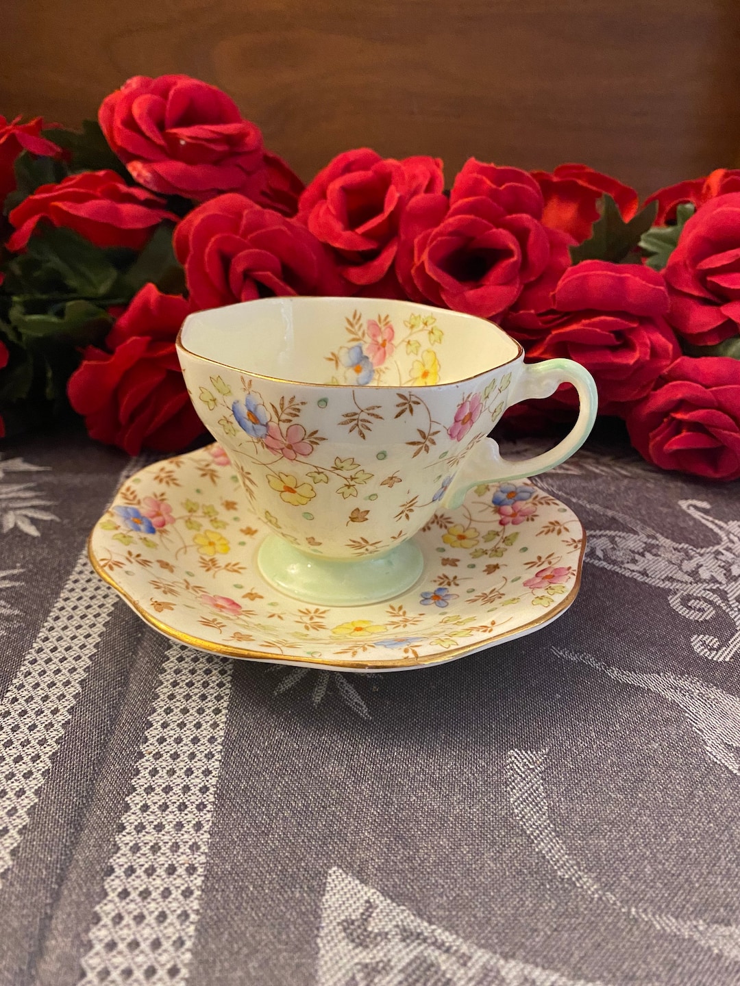 E.B. Foley Floral Chintz Teacup and Saucer Set - Etsy