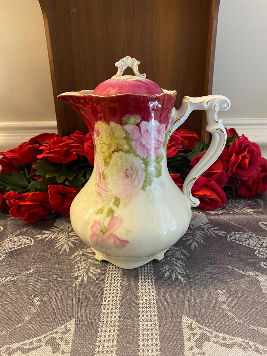 PT Germany Pink Floral Coffee Pot - Etsy