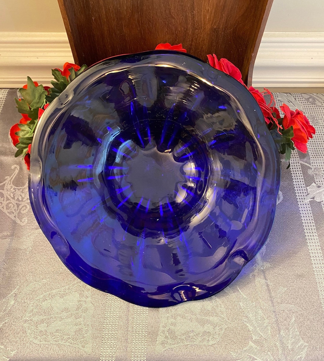 Cobalt Blue Art Glass Bowl/ Vintage Cobalt Blue Glass / Cobalt Blue ...
