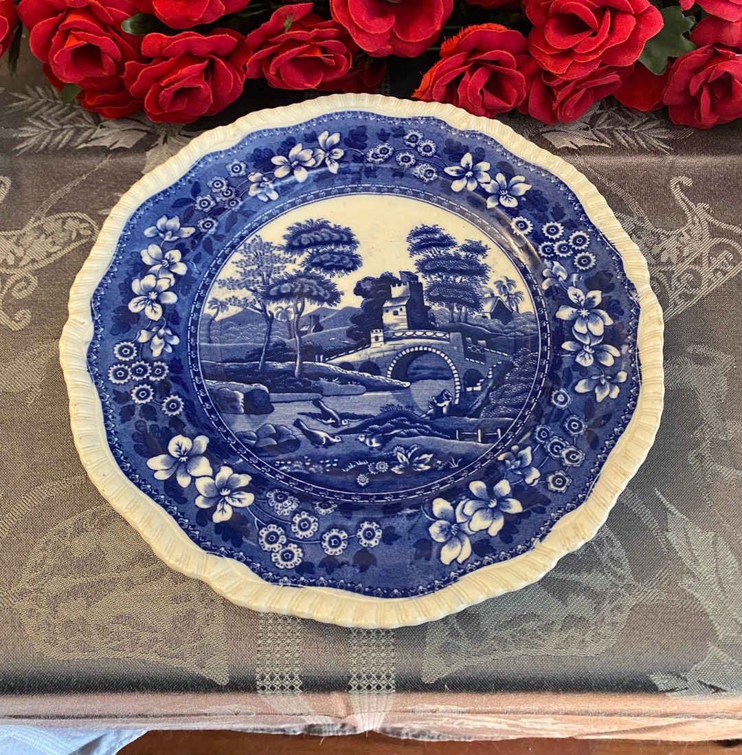 Spode Blue and White Scenic Plate - Etsy