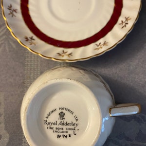 Royal Adderley Burgundy and Gold Teacup and Saucer - Etsy