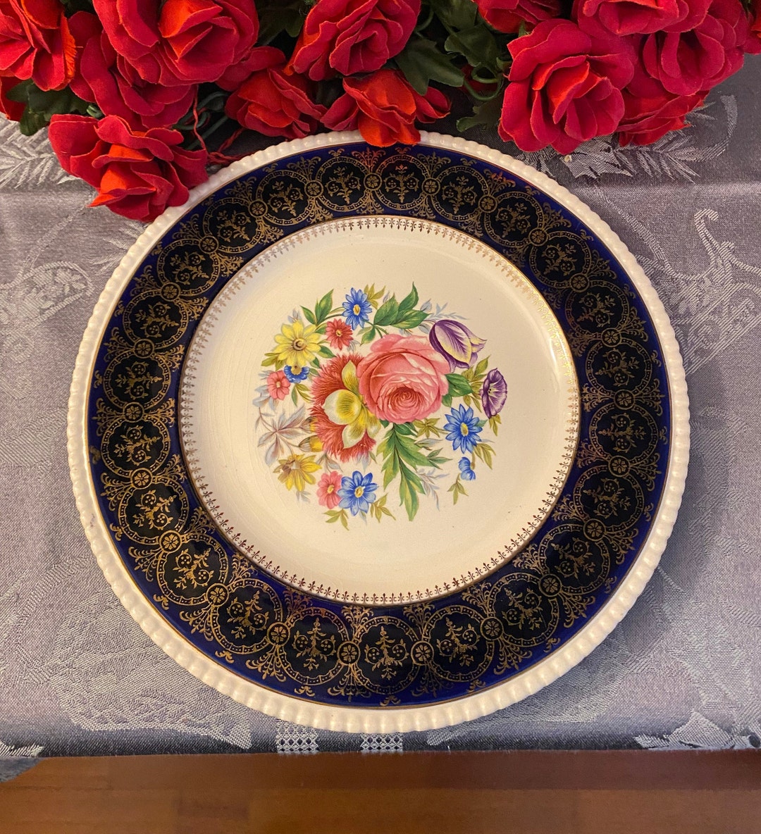 Simpson Pottery Solianware Cobalt Edge Plate - Etsy