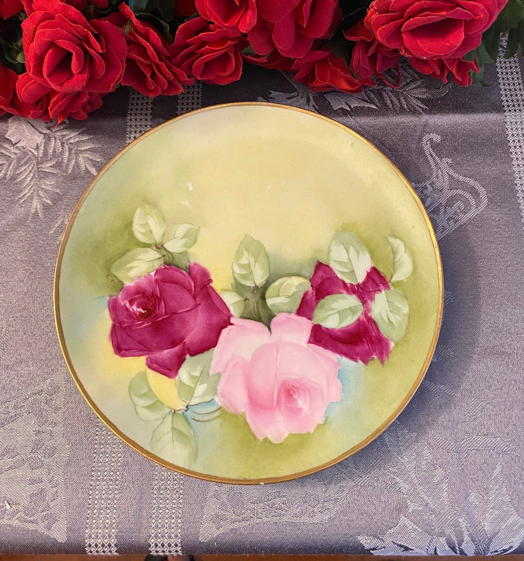 Decorative Plate, Gold Mark Roses Plate - Etsy