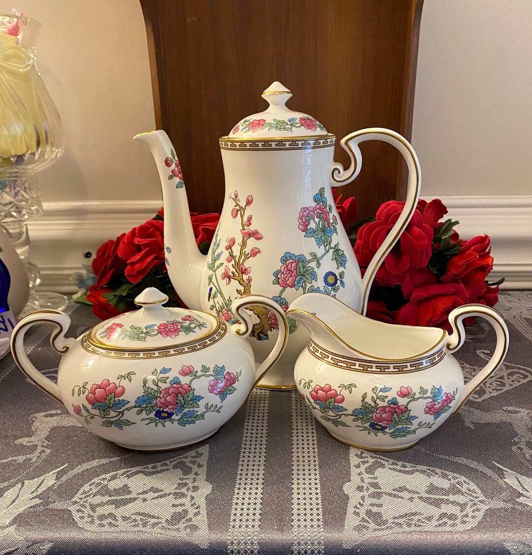 Aynsley Indian Tree Teapot Set With Cream and Sugar - Etsy