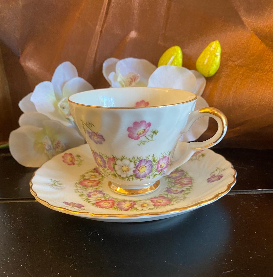 Lefton Fine China October Cosmos Cup and Saucer / Vintage - Etsy