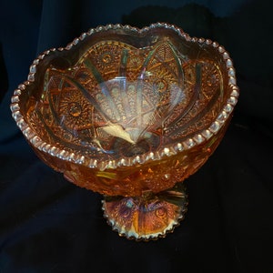 Amber Indiana Carnival Glass Compote - Etsy