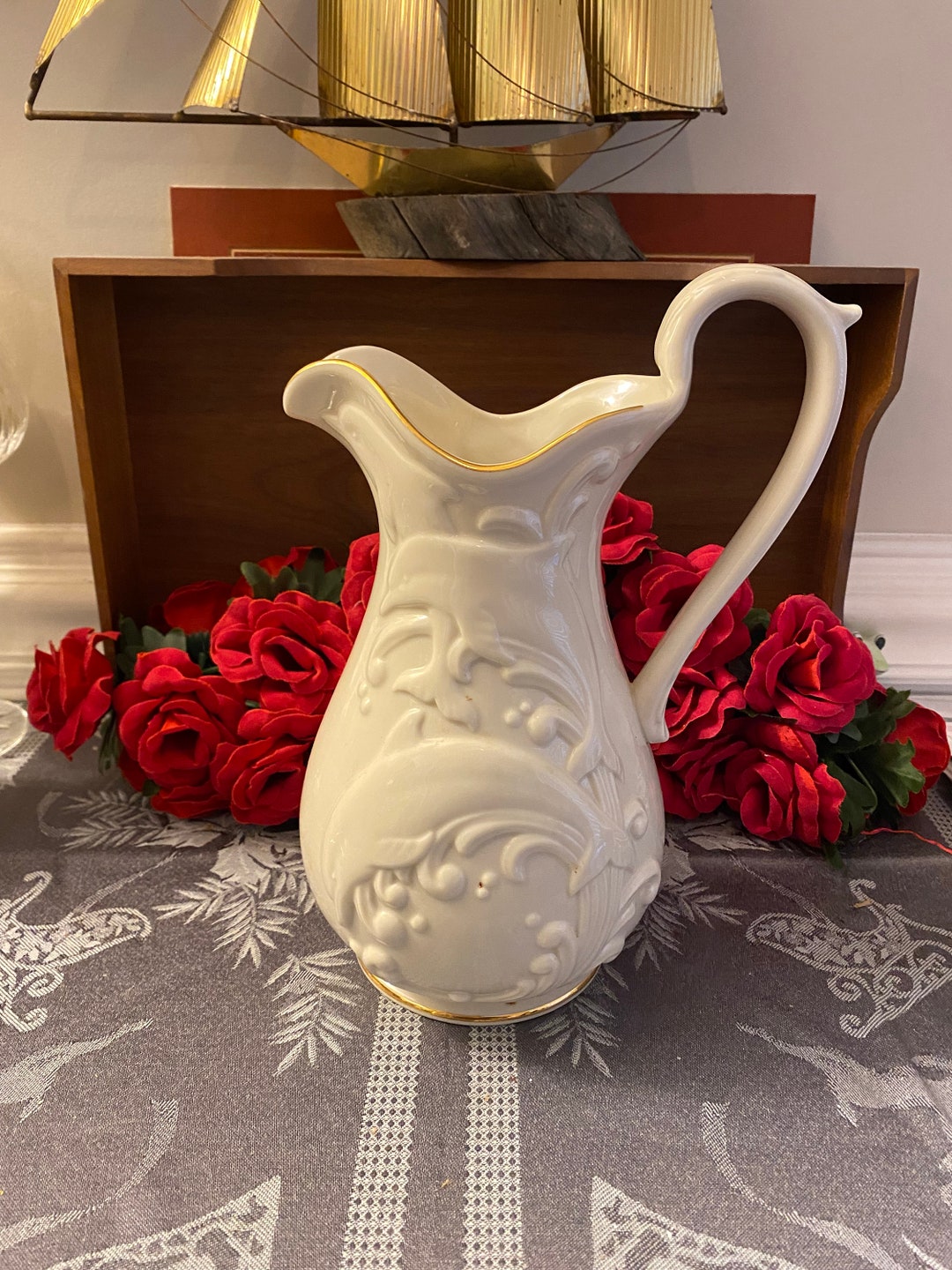 Lenox Ivory Waveswept Pitcher - Etsy