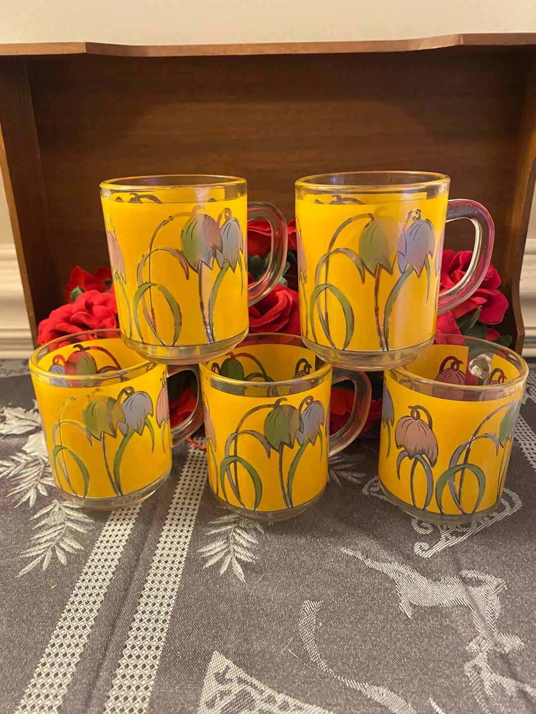 Set of 5 Yellow RAK Glass Tulip Cups - Etsy