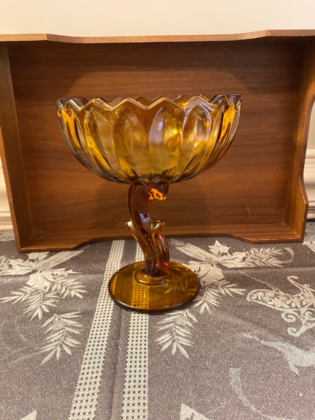 Amber Indiana Glass Compote - Etsy