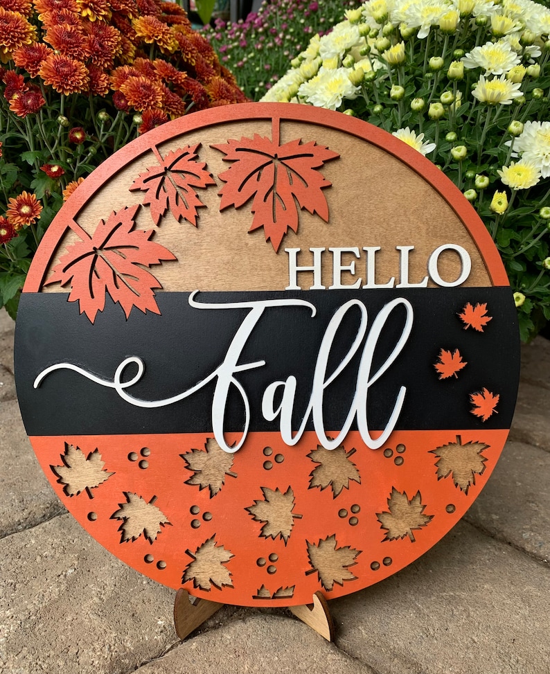 Hello Fall Sign Hello Fall Door Sign Fall Welcome Sign Fall - Etsy
