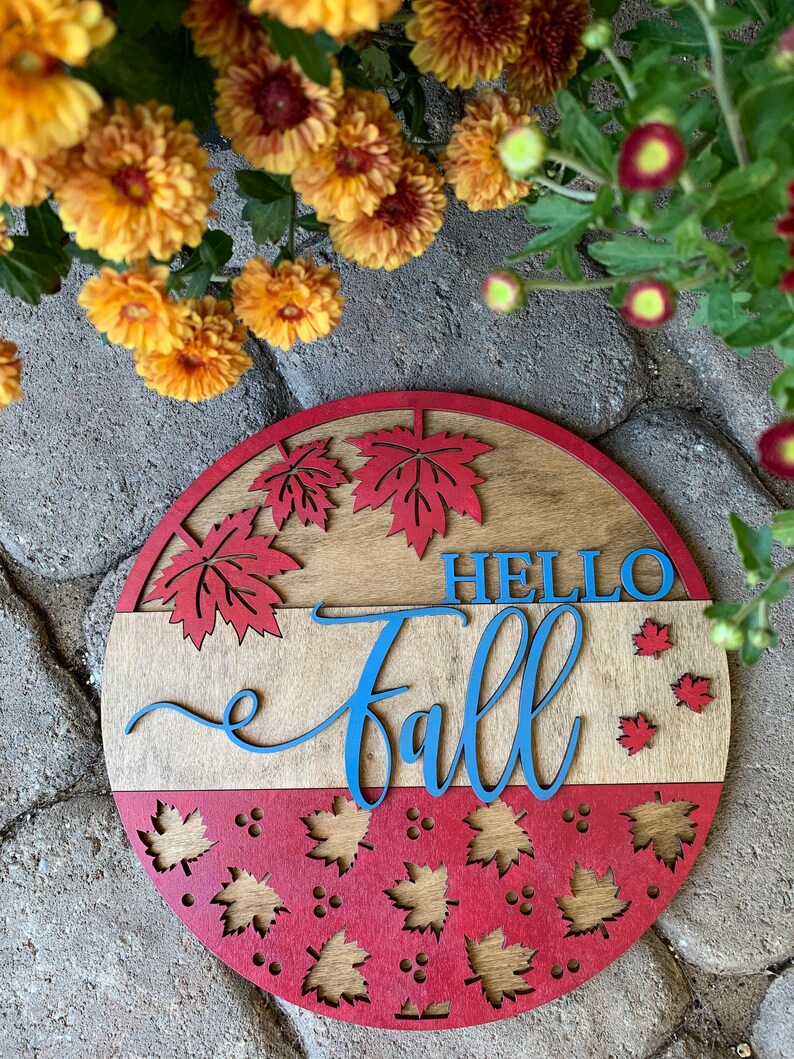 Hello Fall Sign Hello Fall Door Sign Fall Welcome Sign Fall - Etsy