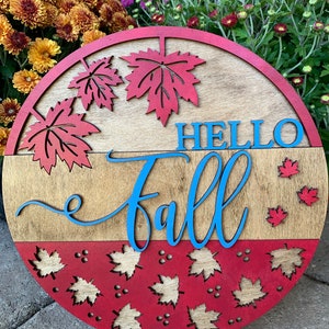 Hello Fall Sign, Hello Fall Door Sign, Fall Welcome Sign, Fall Sign ...