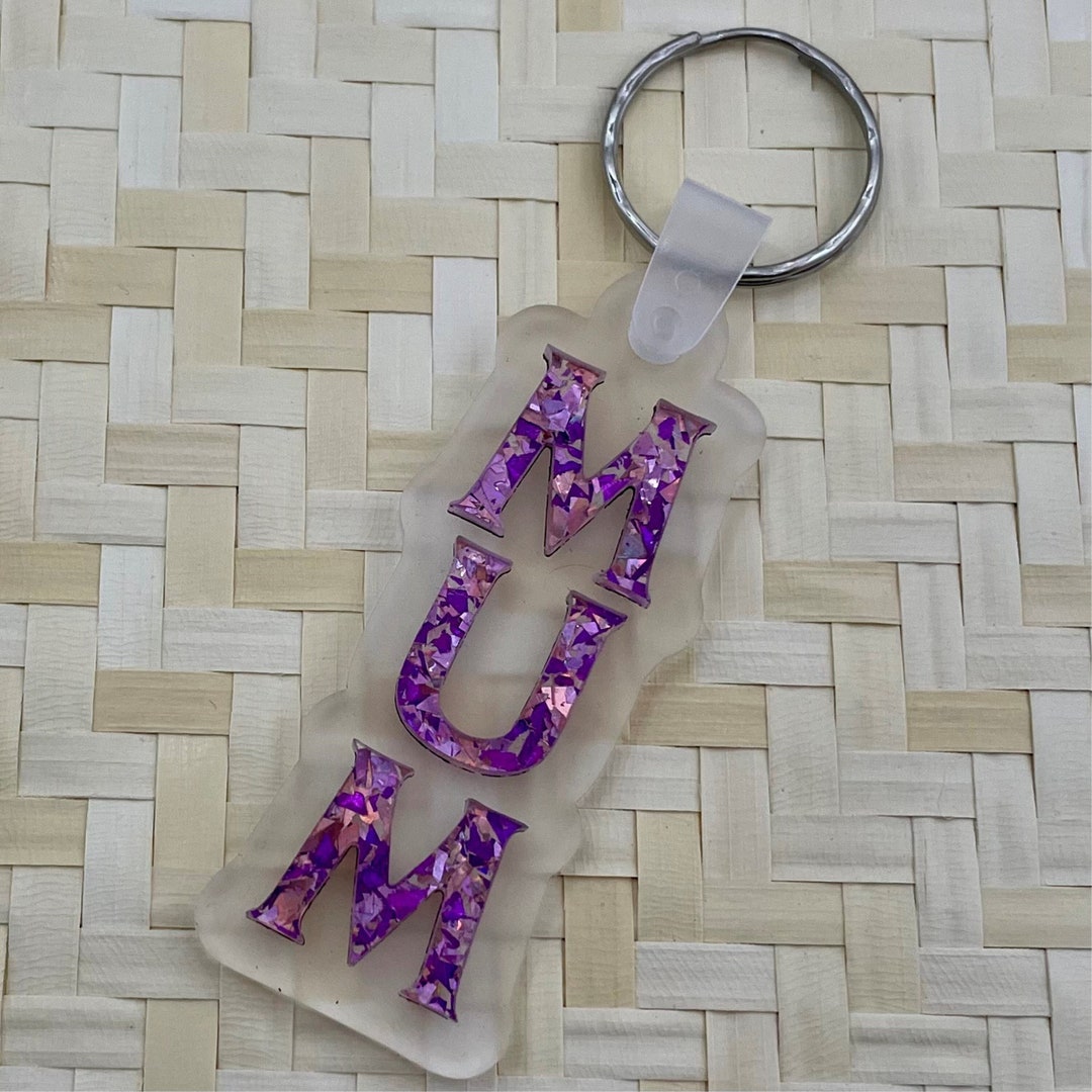 Purple and Pink Glitter Mum Keychain Made From Acrylic - Etsy Australia