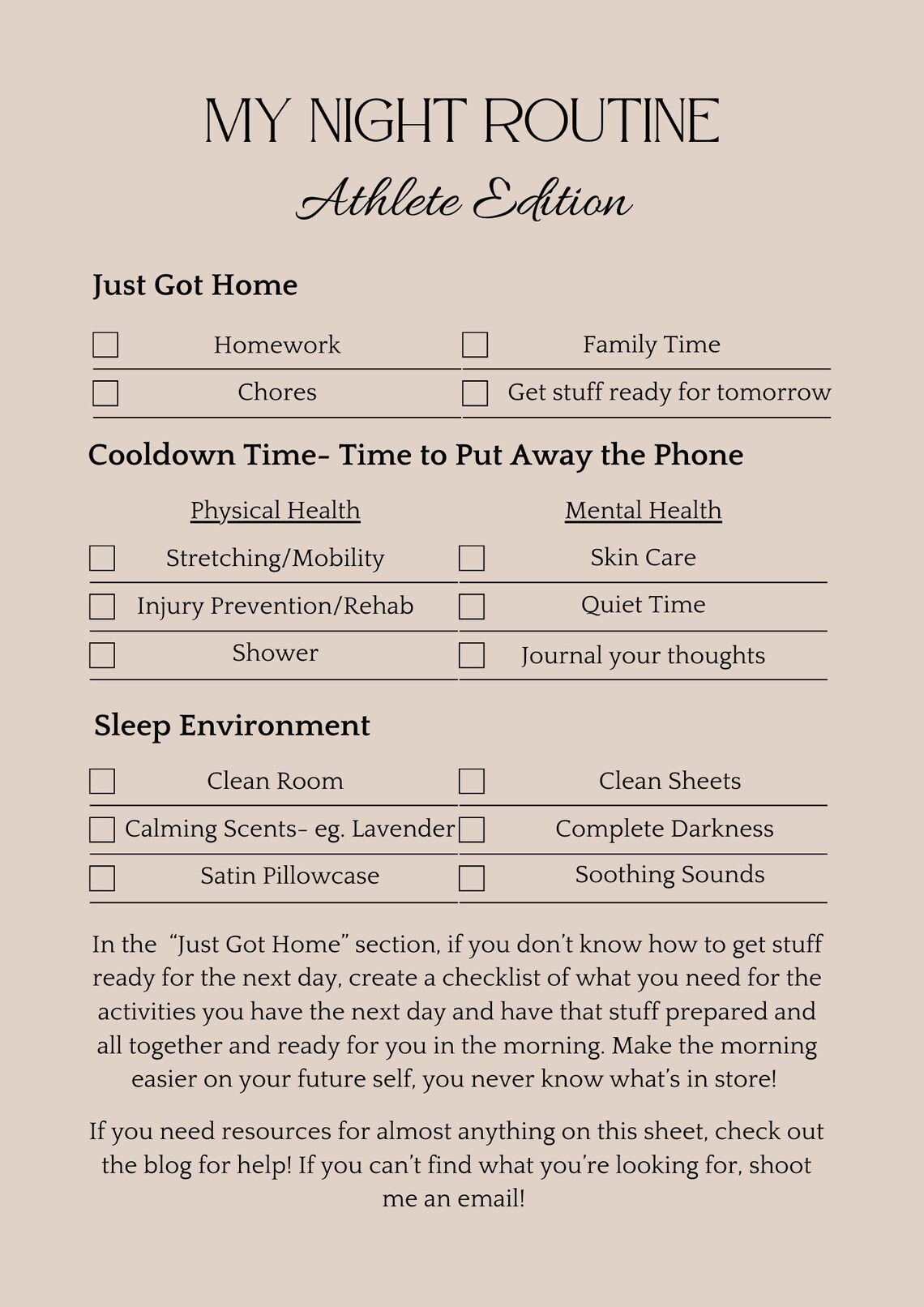 Sleep Routine Checklist - Etsy