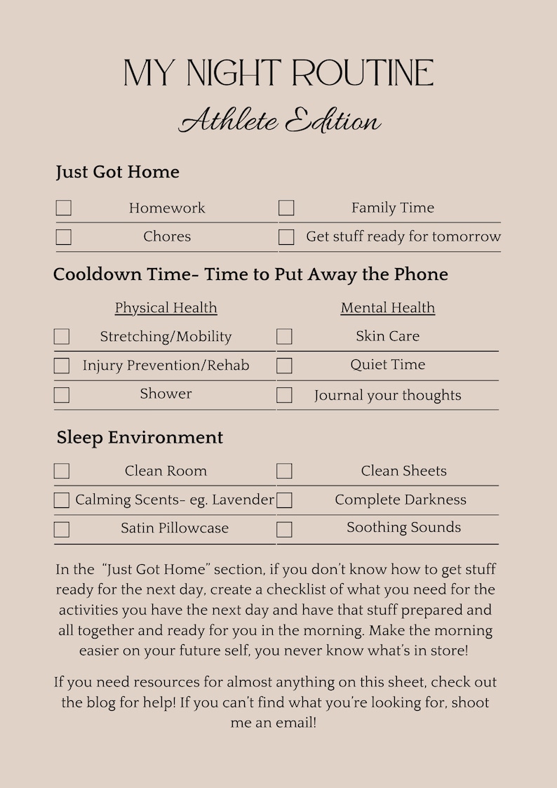 Sleep Routine Checklist - Etsy