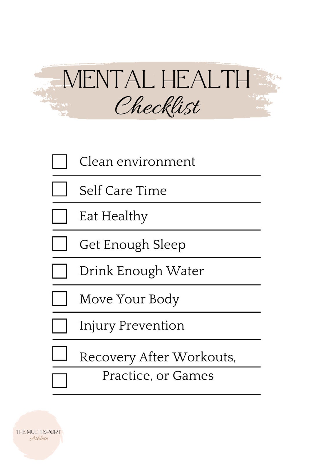 Mental Health Checklist - Etsy