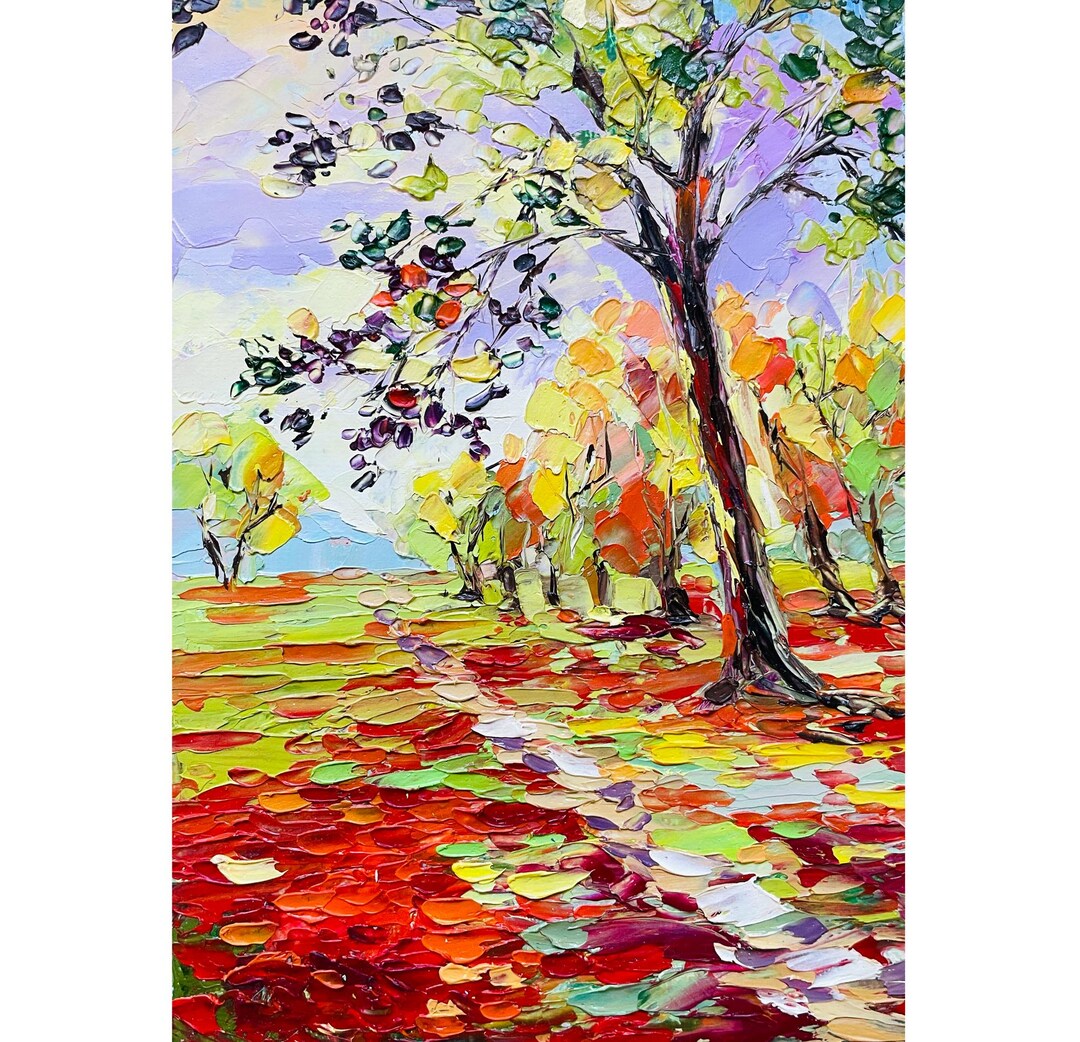 Original Landscape Painting Impasto Forest Art (5x7 In) - Etsy