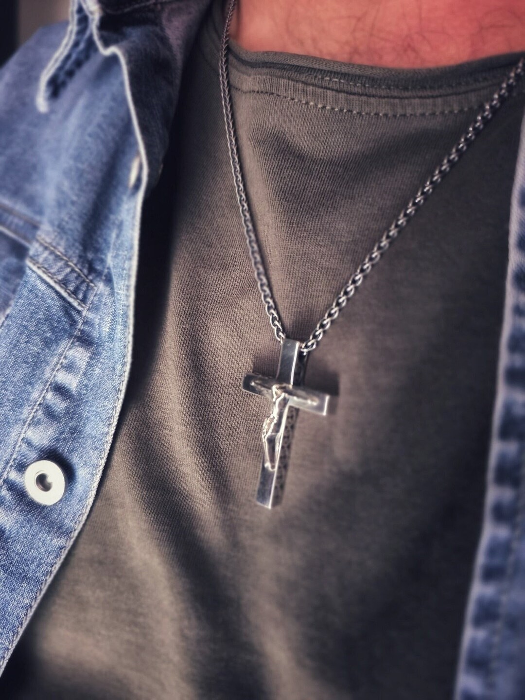 Solid Silver Cross Pendant With Jesus Christ for Men. Religious ...