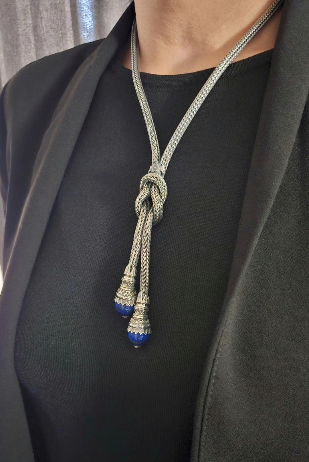 Handmade Hercules' Knot Necklace With Lapis Lazuli in Sterling Silver ...