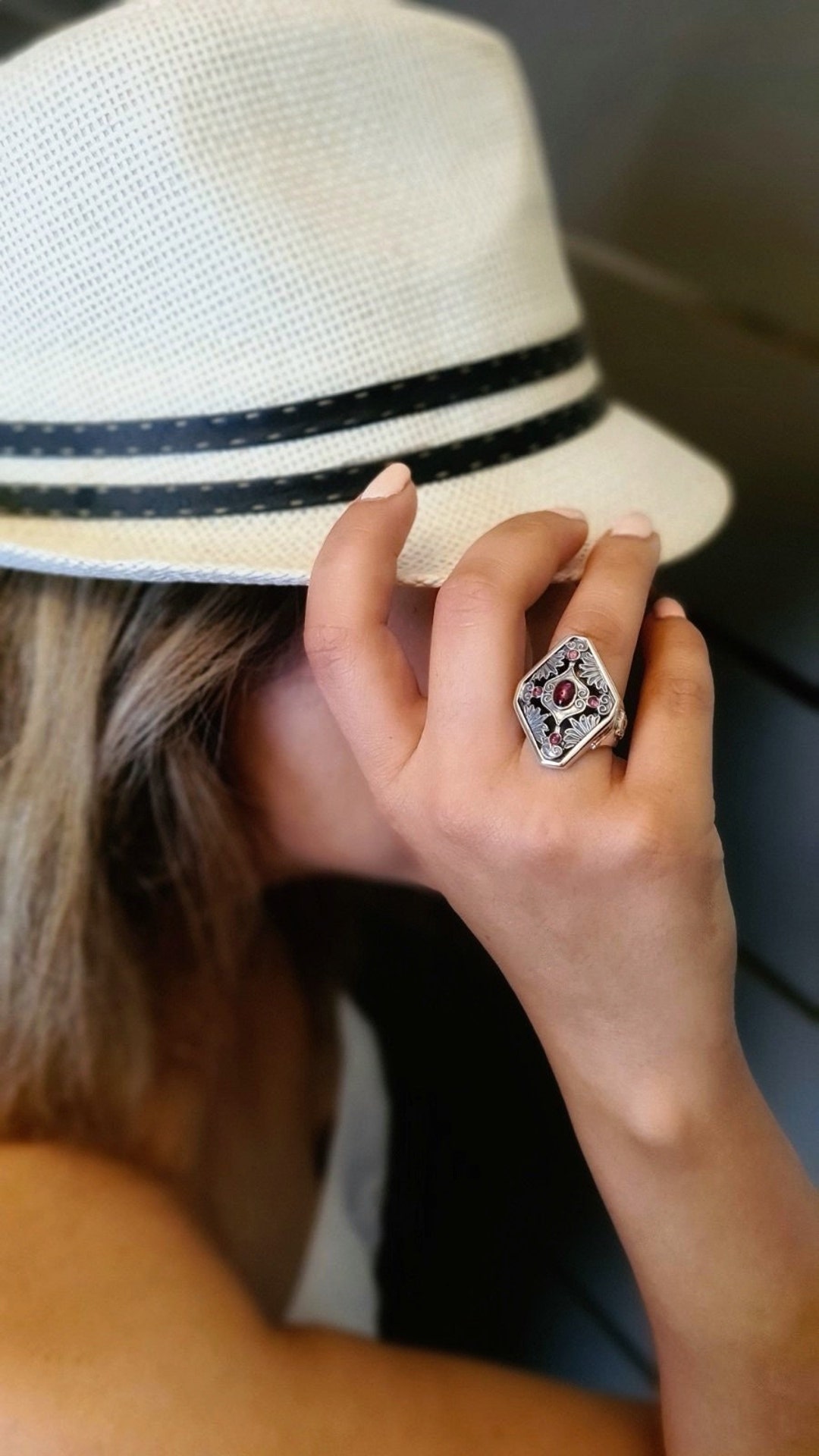 Byzantine Style Ring in Sterling Silver 925 With Garnet Gemstone - Etsy