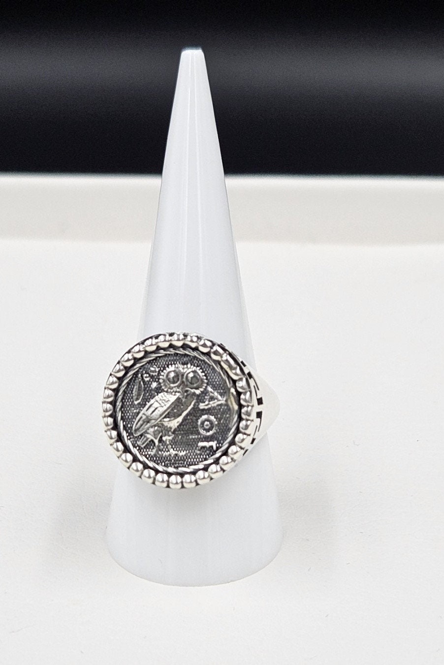 Handmade Silver Signet Ring With Athena Owl Coin Replica - Etsy