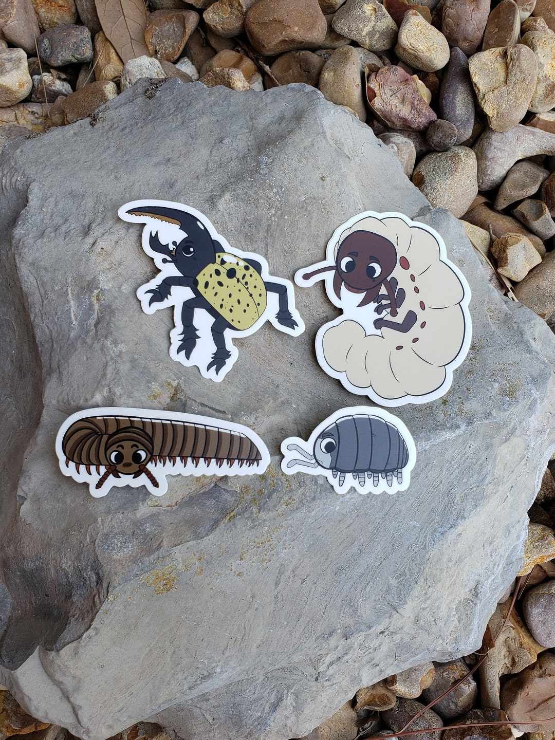 Bug/beetle Cartoon Entomology Stickers (hercules Beetle, Grub ...