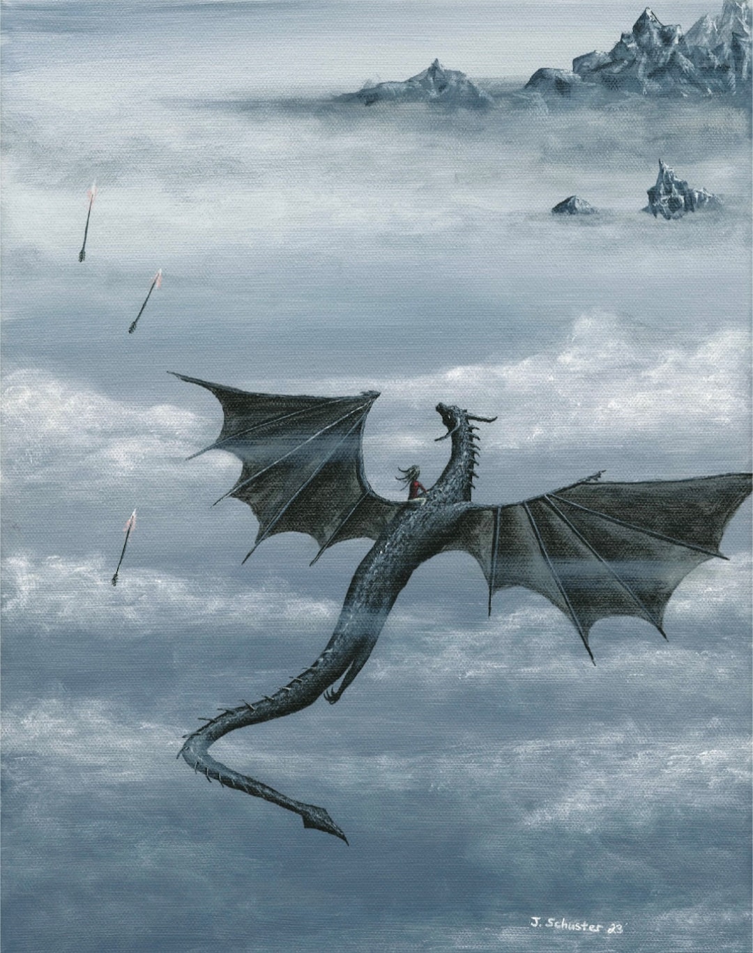 Dragon Woman Flying, Signed Art Print by Jessica Schuster, Beyond Her ...