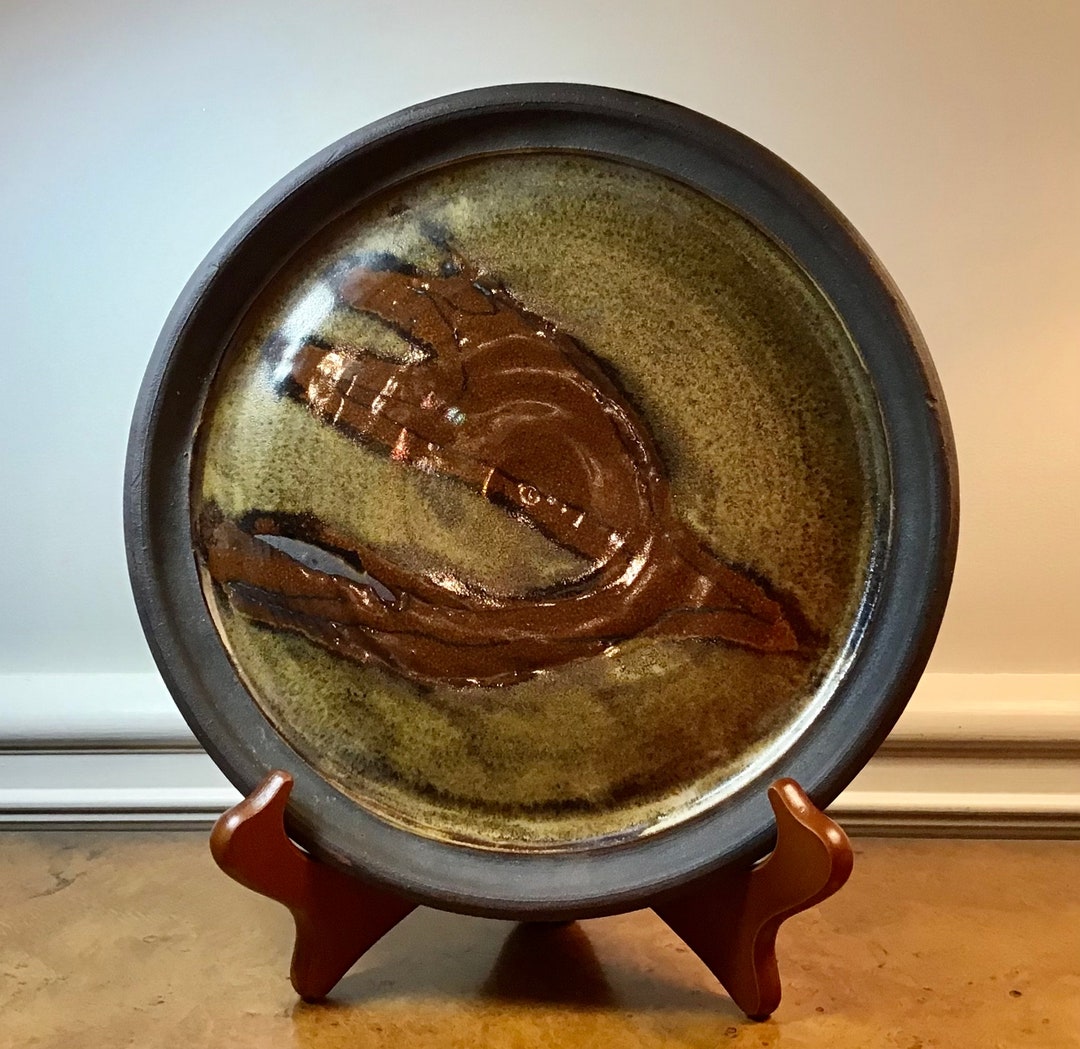 Vintage EDNA ARNOW Stoneware PLATE 9 Inches Across. Glossy Center in ...