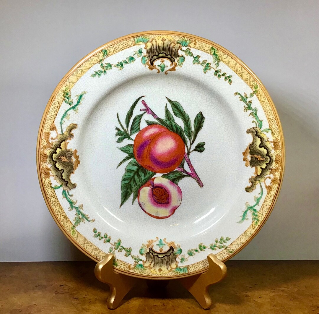 Vintage Mark Roberts Collection, Hand Painted Peach Plate, With Crackle ...