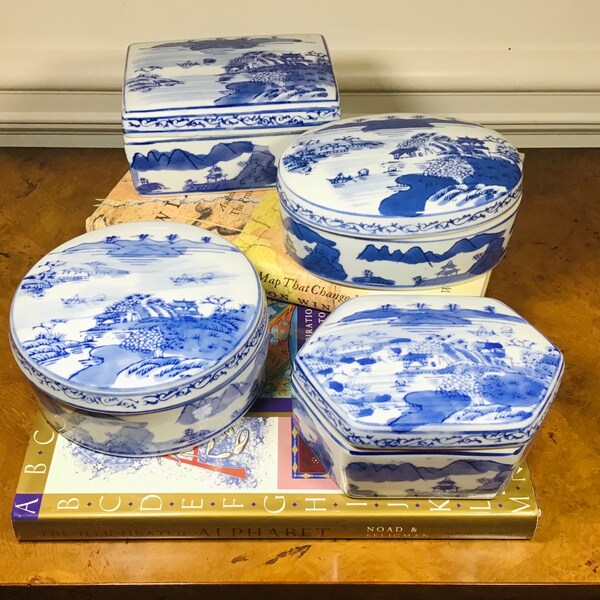 Ceramic Blue Trinket Box - Etsy