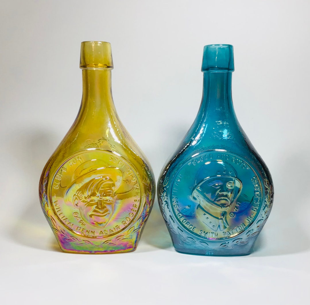 WHEATON IRIDESCENT BOTTLES, Set of 2 Decanters, Will Rodgers 1969 ...
