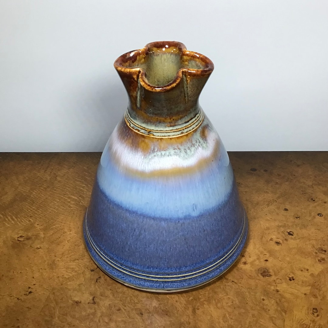 Vintage Art Pottery Bud Vase With Drip Glaze. A Clover Shaped Pinched ...