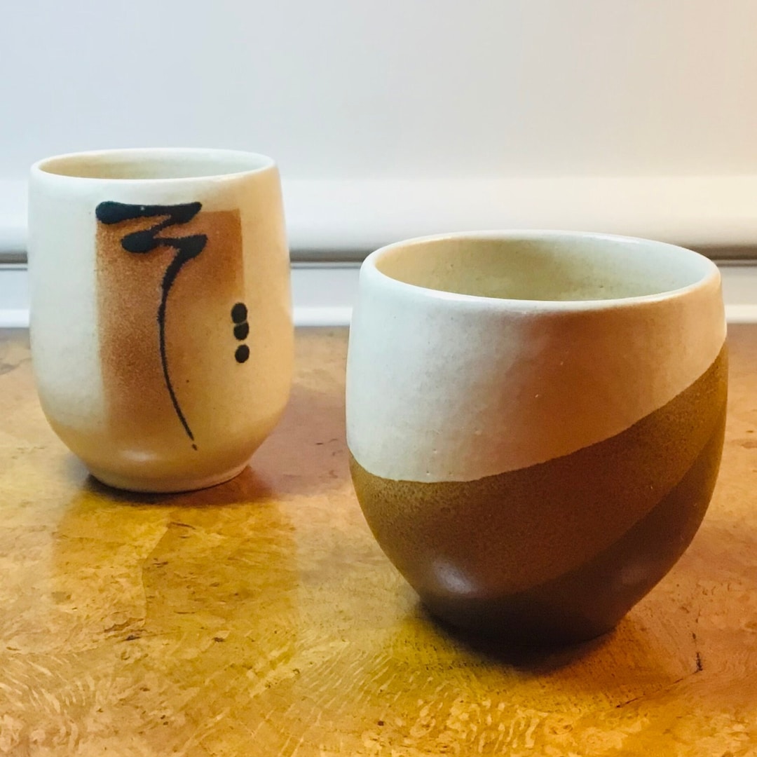 Vintage What Cheer Pottery Saki Cups, Abstract Modernist Art - Etsy