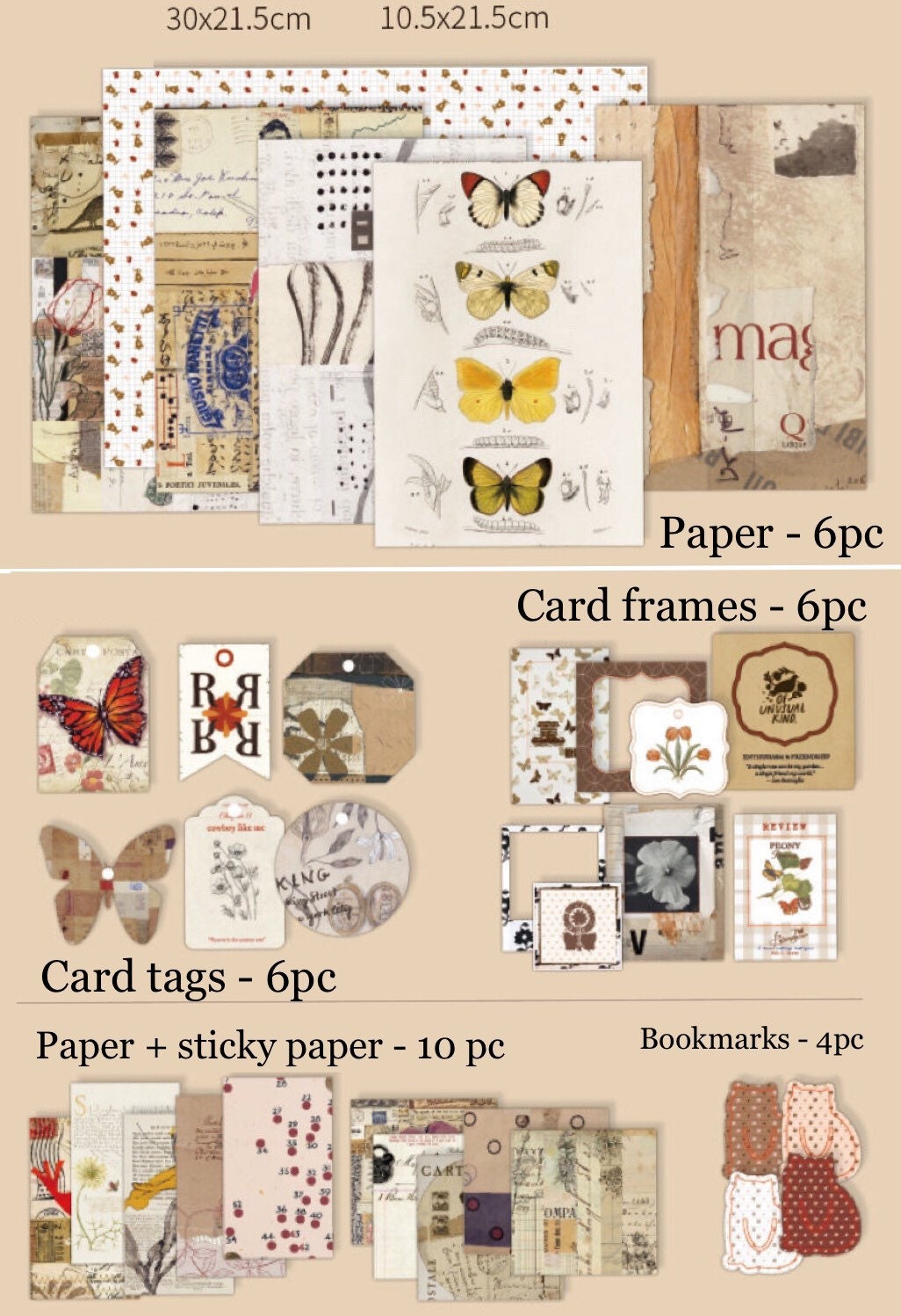 85pc Journal Starter Kit / Aesthetic Vintage Style Scrapbook Kit/ Pack ...