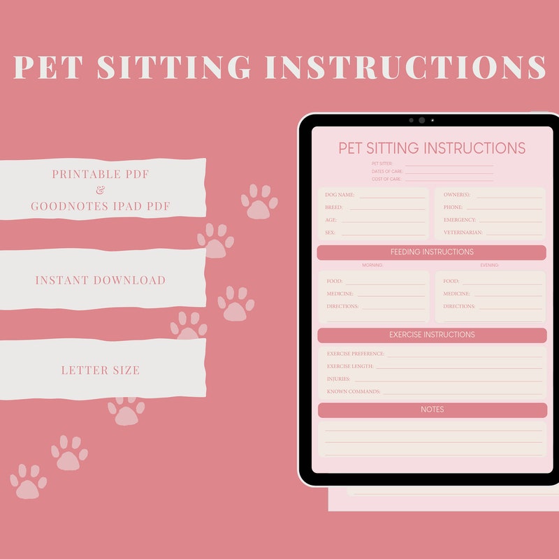 Pet Sitting Forms - Etsy