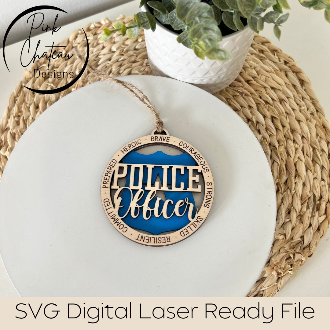 Police Officer Ornament SVG Laser Cut File | Glowforge + Lightburn ...