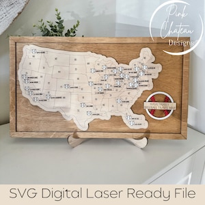 Baseball Stadium Travel Tracker Map + Easel | SVG Laser Cut SCORE File ...