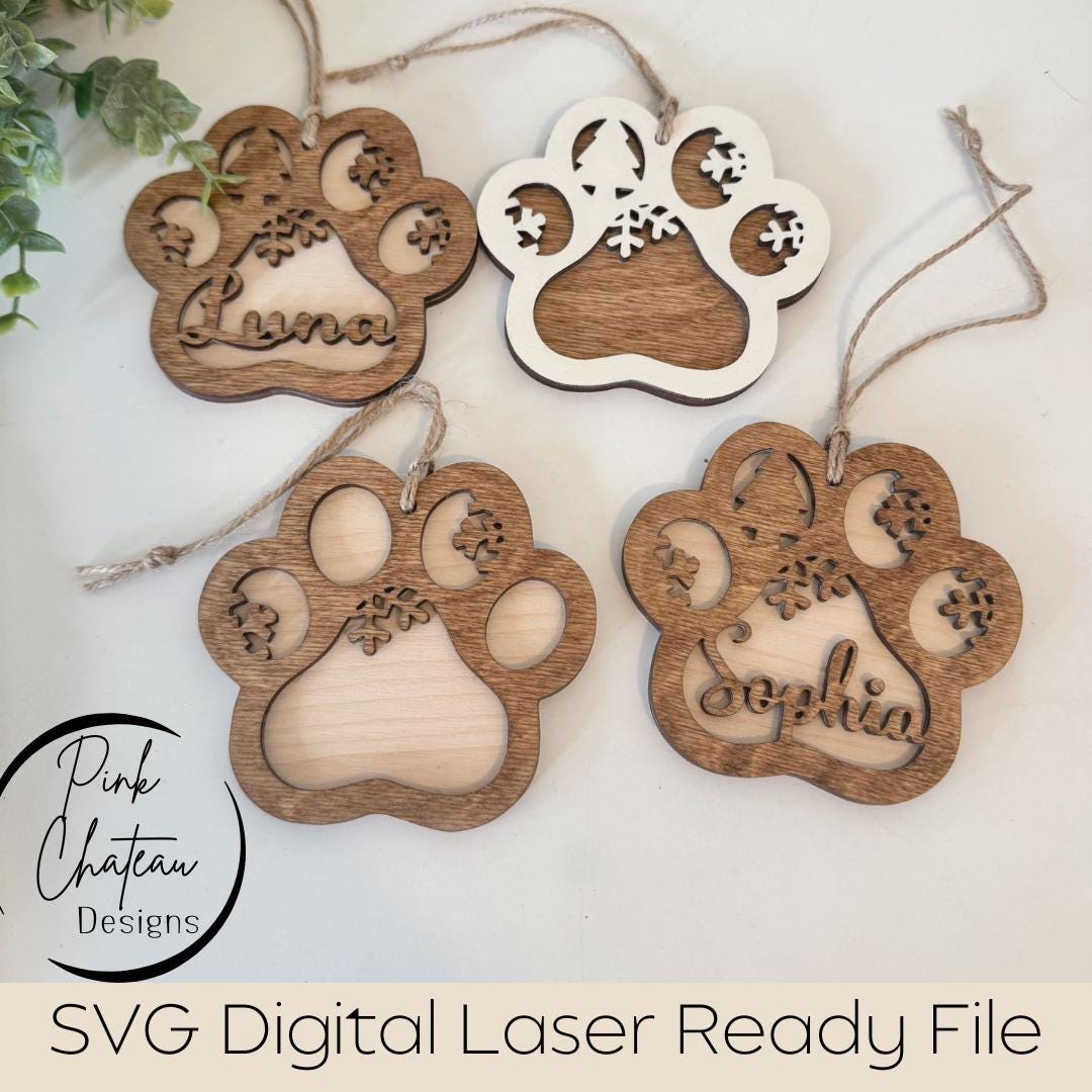 2 Versions Paw Print Pet Ornament | SVG Laser Cut File | Glowforge ...