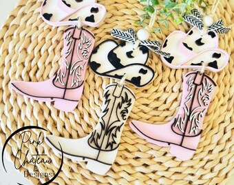 Cowboy Boots and Hat Car Tree Hanger Ornament or Keychain | SVG Digital ...