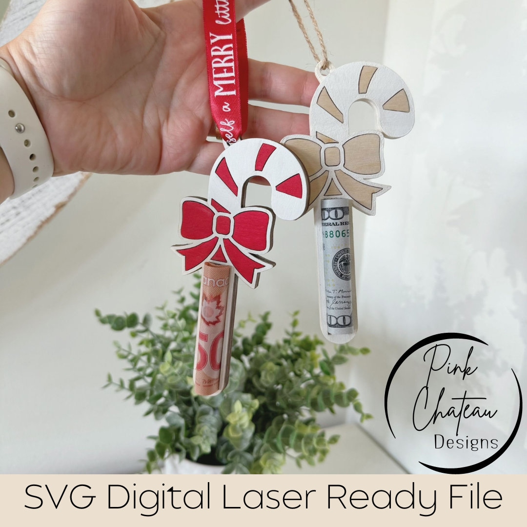 Candy Cane Money Scroll Holder | SVG Laser File | Engraved Cut File ...