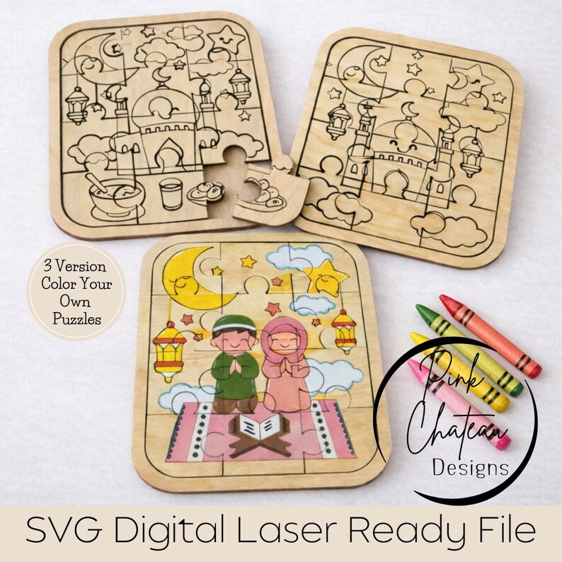 Bundle 3 Version Color Your Own Jigsaw Puzzles Ramadan and Eid Inspired ...