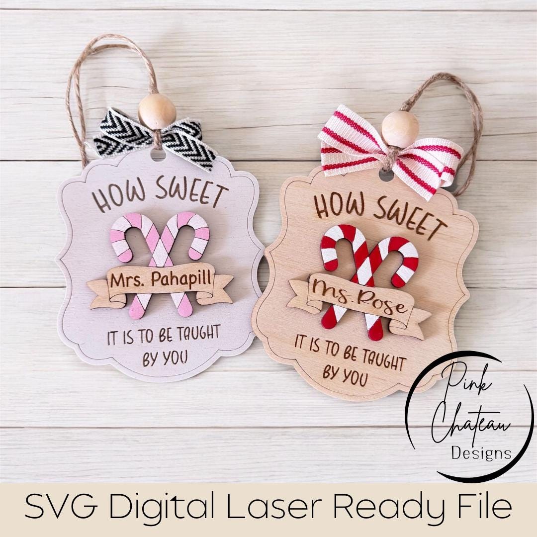 Candy Cane Theme Teacher Holiday Ornament | SVG Digital Laser File ...